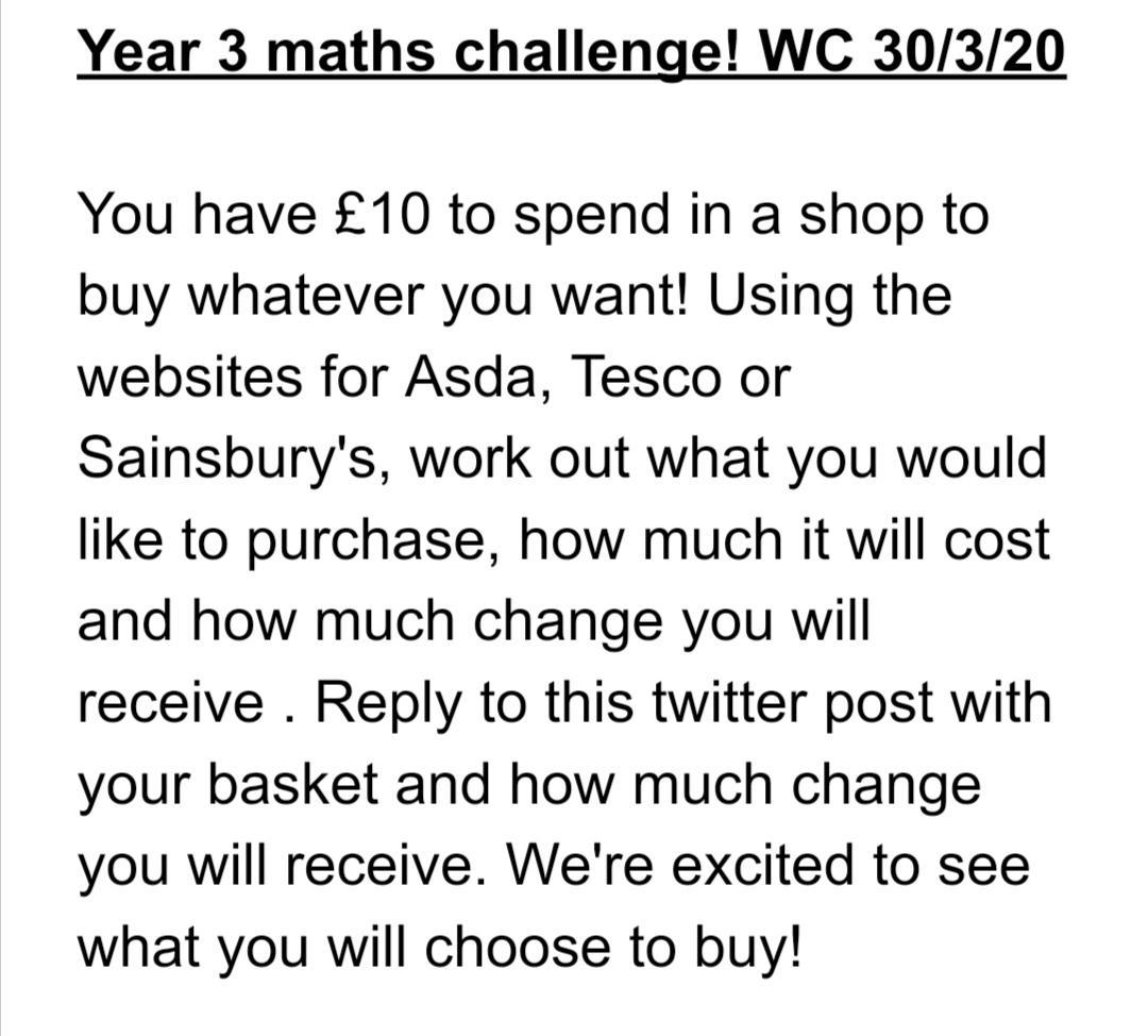 Year 3 – Maths Challenge | St Oswalds Catholic Primary School